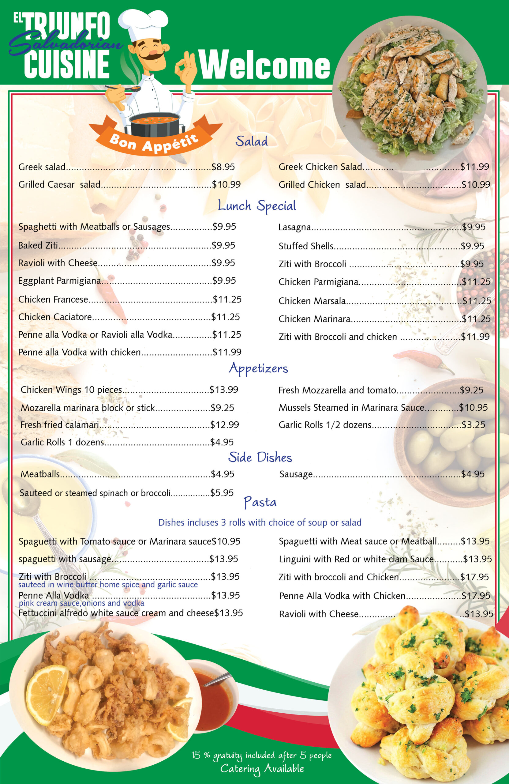 Italian Menu | eltriunfosalvadorian.com
